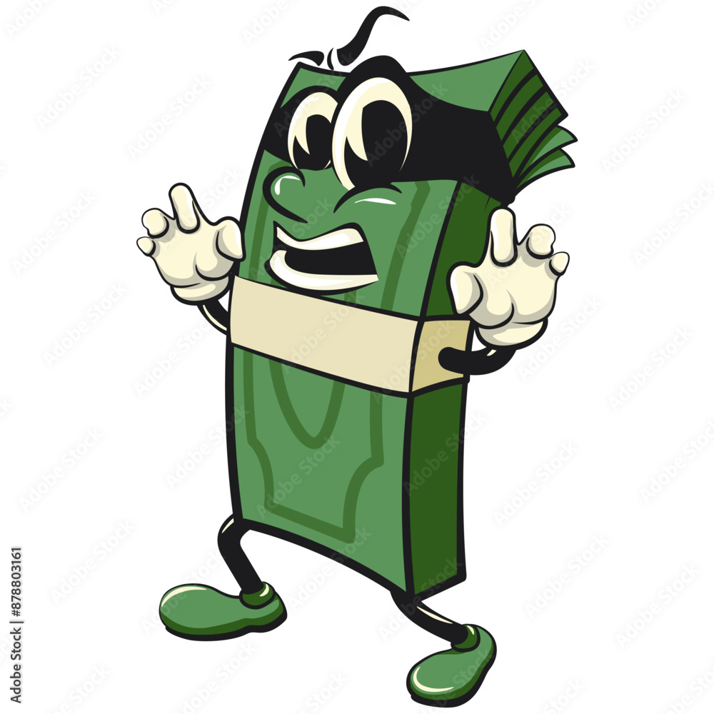 character of a bundle of cash money cartoon vector isolated clip art ...