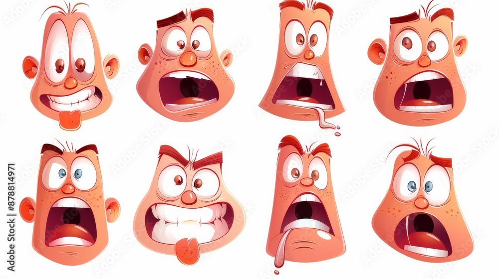 An animated set of a female teen character's mouth on a white ...