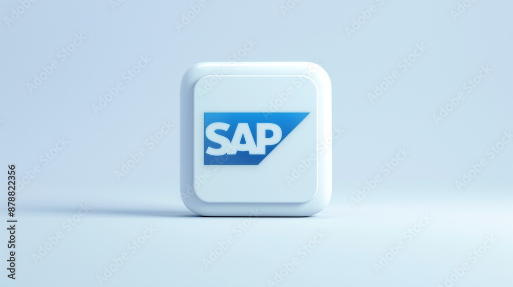 SAP 3d white icon on a pale blue background Stock Illustration | Adobe ...