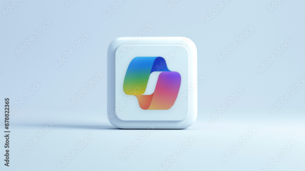 Microsoft Copilot chatbot app 3d white icon on a pale blue background ...