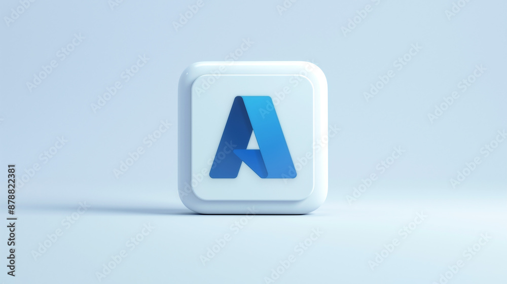 Microsoft Azure 3d white icon on a pale blue background Stock ...