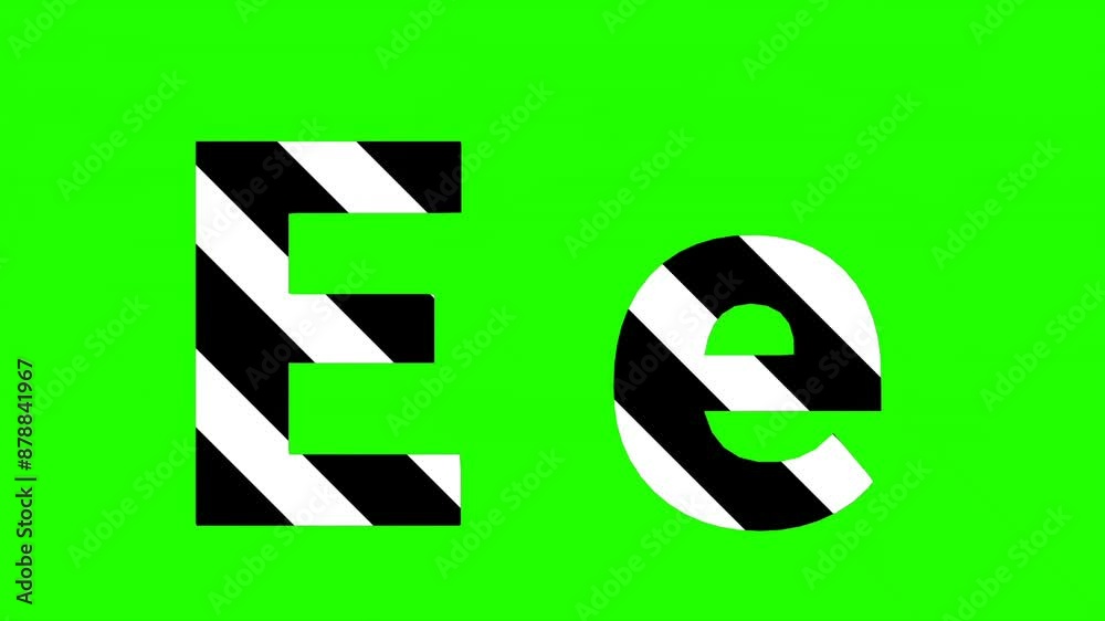 Animated letter "E" in black and white striped design. Perfect for ...