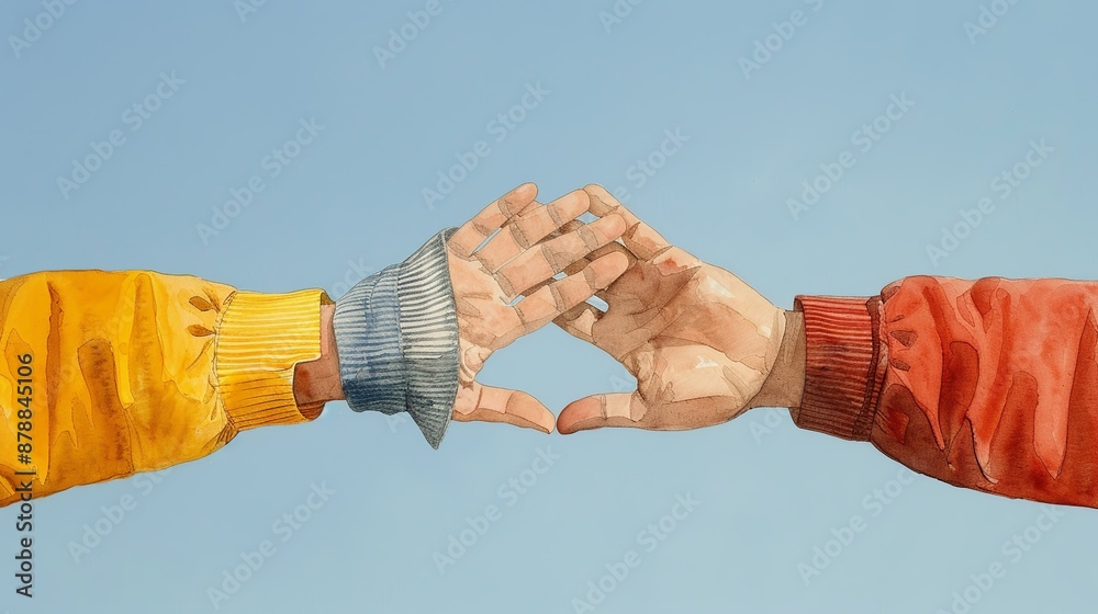 Colorful watercolor illustrations depicting the collaborative spirit of ...