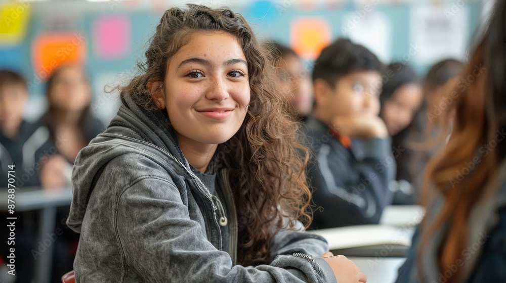 A multicultural classroom, students from various backgrounds learning ...