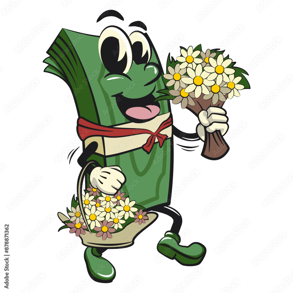 character of a bundle of cash money cartoon vector isolated clip art ...