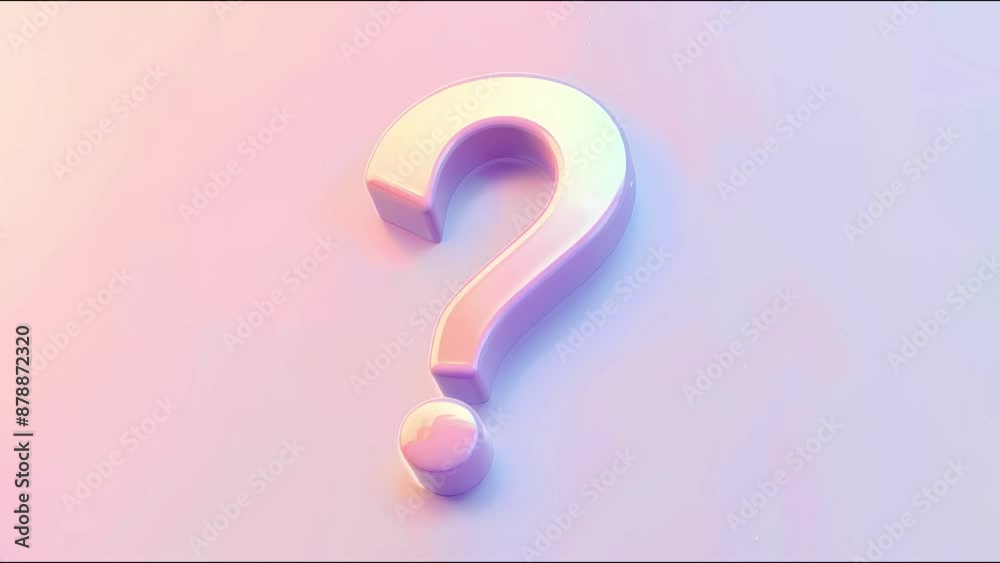 question mark, animated 3d illustration, pink and blue soft pastel ...