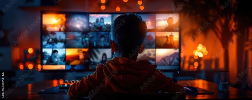 Setting up a remote learning station, kids engaging with interactive ...