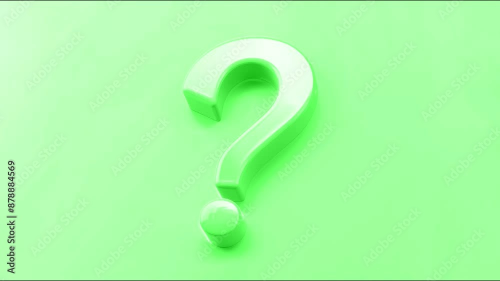 green question mark 3d rendered on a solid background, animated 2d ...
