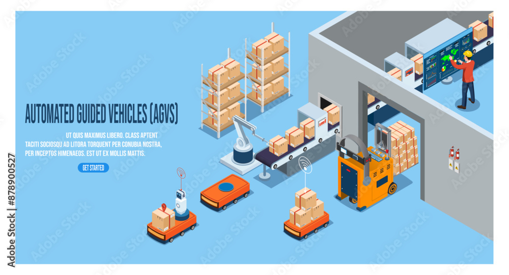Automated Guided Vehicles (AGVs) and Autonomous Mobile Robots (AMRs) concept with Automated ...