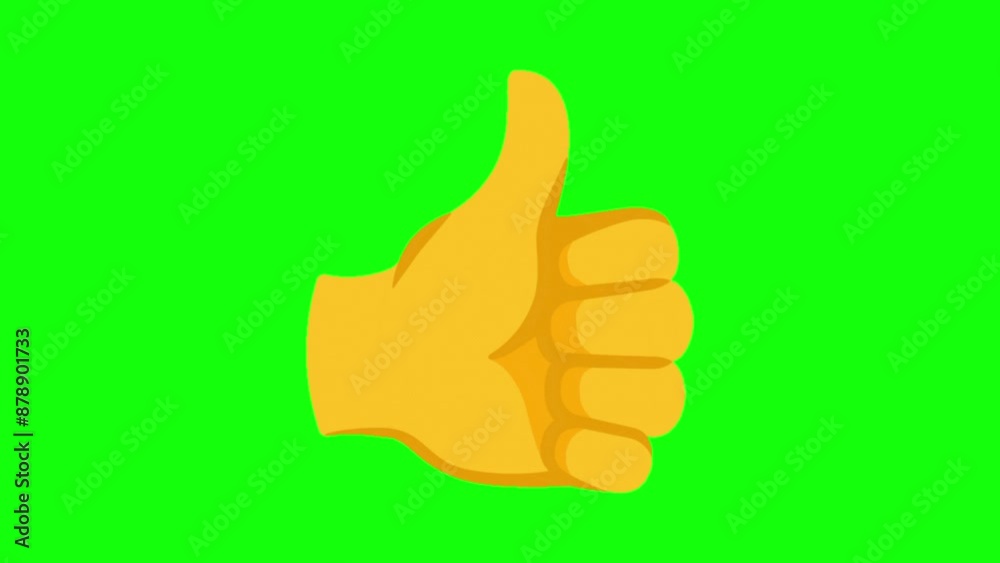 Thumbs up green screen background. yellow thumbs Up animated emoji ...