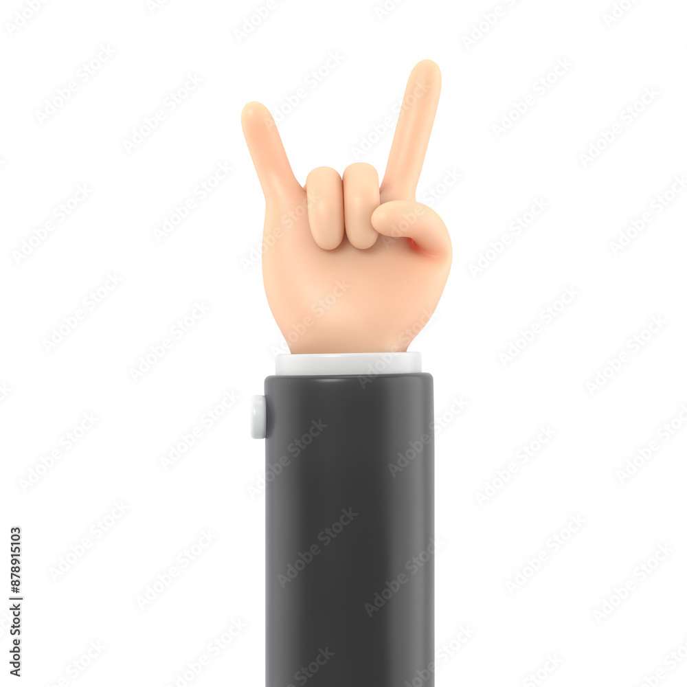 Transparent Backgrounds Mock-up.Cartoon character hand rock on gesture ...