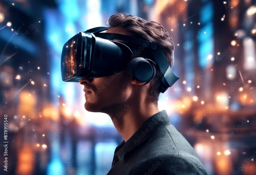 exposure adset futuristic technology world vr double consciousness man ...