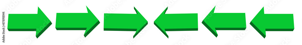 arrows 3d green icon. arrow sign three-dimensional shape with left and ...
