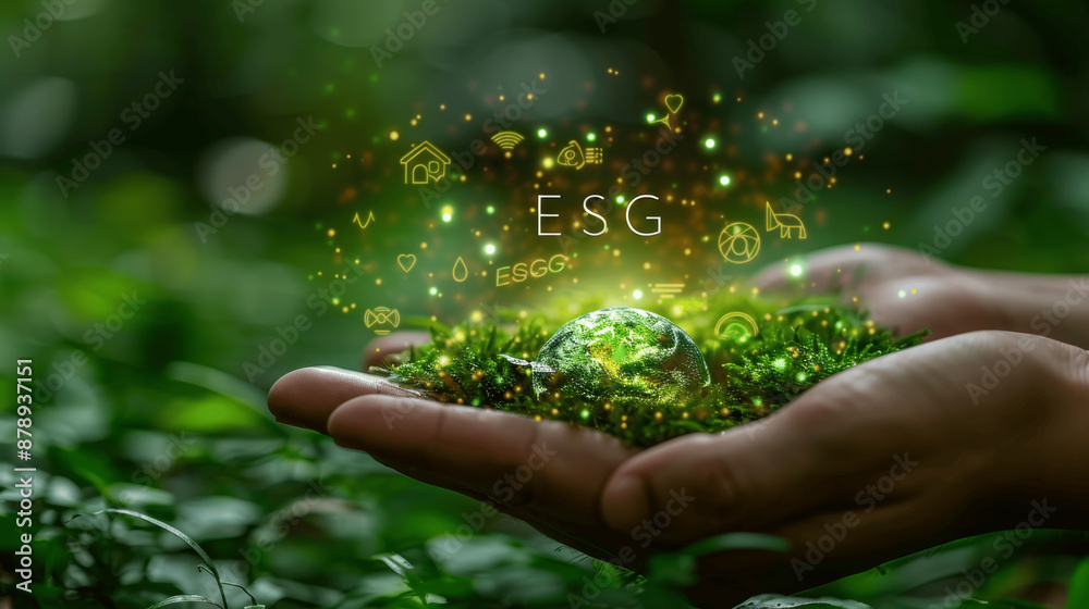 ESG Icons in Hand for Environmental Social Governance Sustainable ...