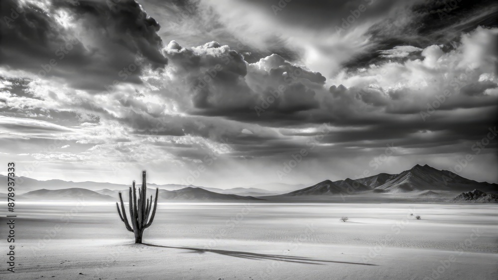 Bleak, isolated, and serene, a desolate desert landscape is reduced to ...