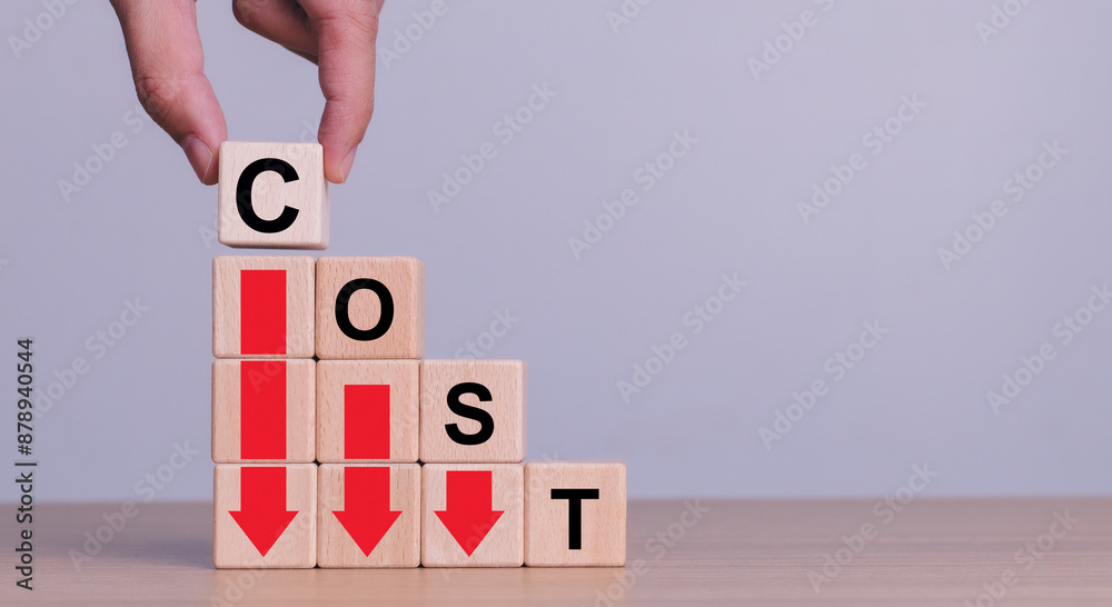 Cost reduction concept. Optimize manufacturing management. Optimization ...