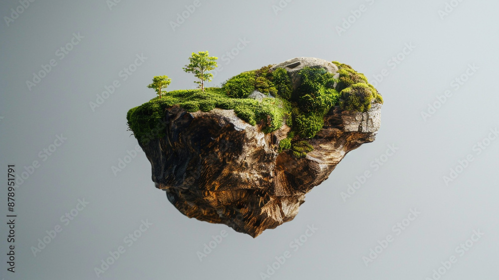 Foto de Empty flying island Piece of ground isolated on a white ...