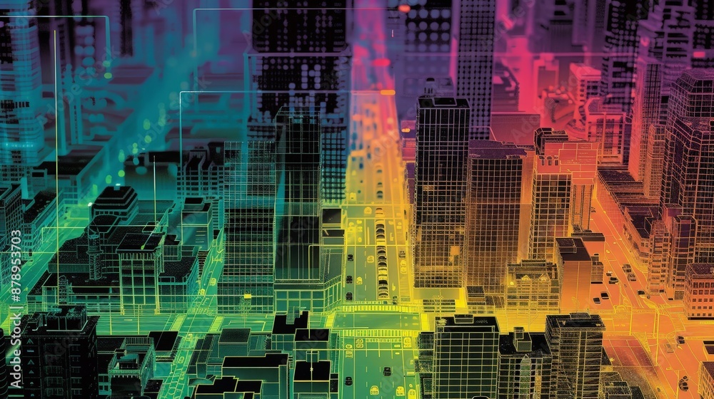 A heatmap of a city showing data on traffic congestion, with different ...