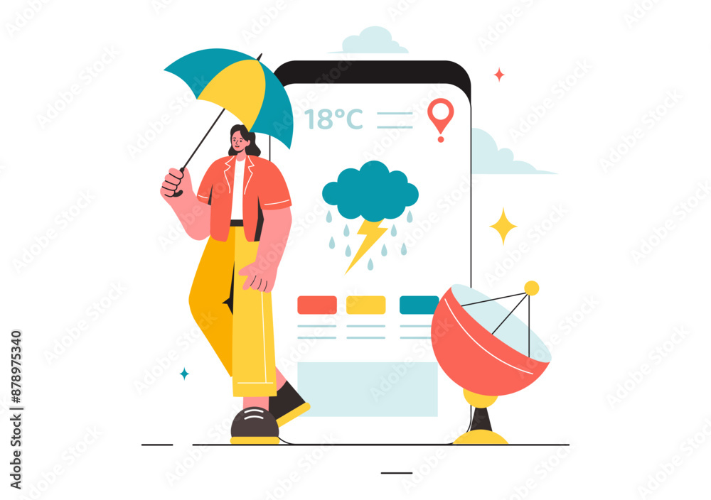 Meteorologist Vector Illustration with Weather Forecast and Atmospheric ...
