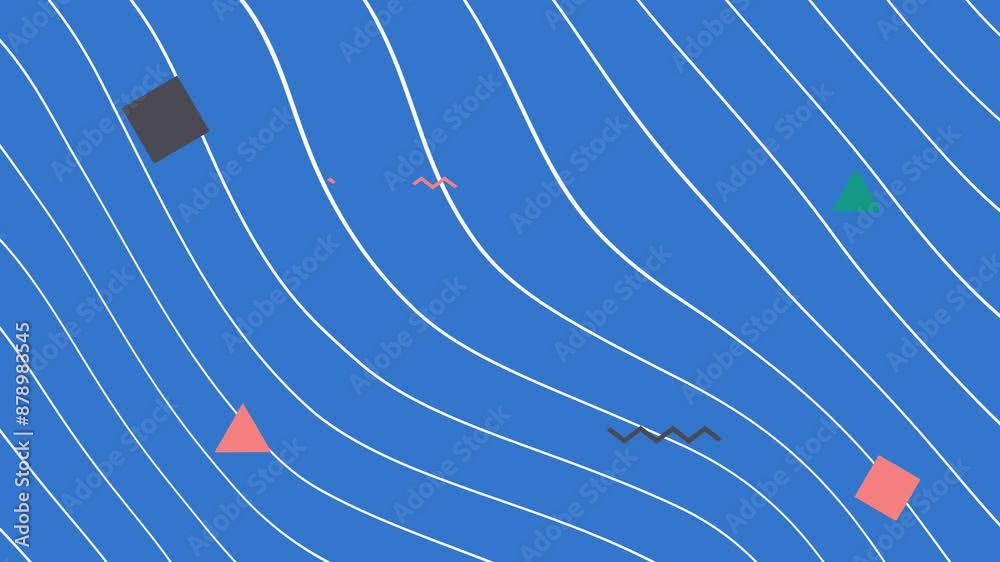 Flat animation, motion graphic background. color full line, dot, circle ...