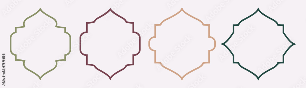 Islamic vector shape of a window or door arch. Arab frame set. Ramadan ...