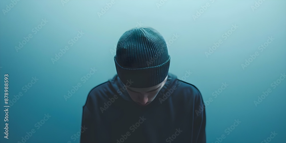 Lofi boy in sad music background wallpaper cover for loop. Concept Lofi ...