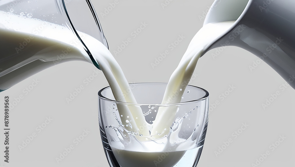 milk being poured into a glass from a jug. The milk should cascade ...