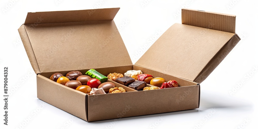 Open front window cardboard box mockup for confectionary packaging ...