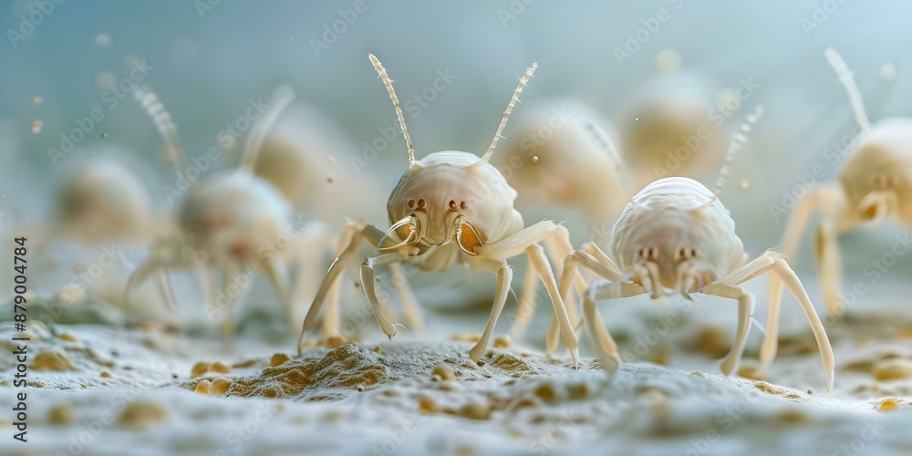 Microscopic view of dust mite colony common indoor allergen causing ...