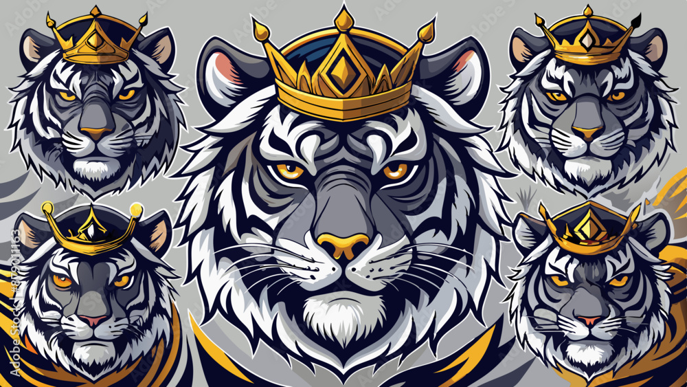Vetor de tiger head mascot design , tiger head crown vector,Tiger Head ...