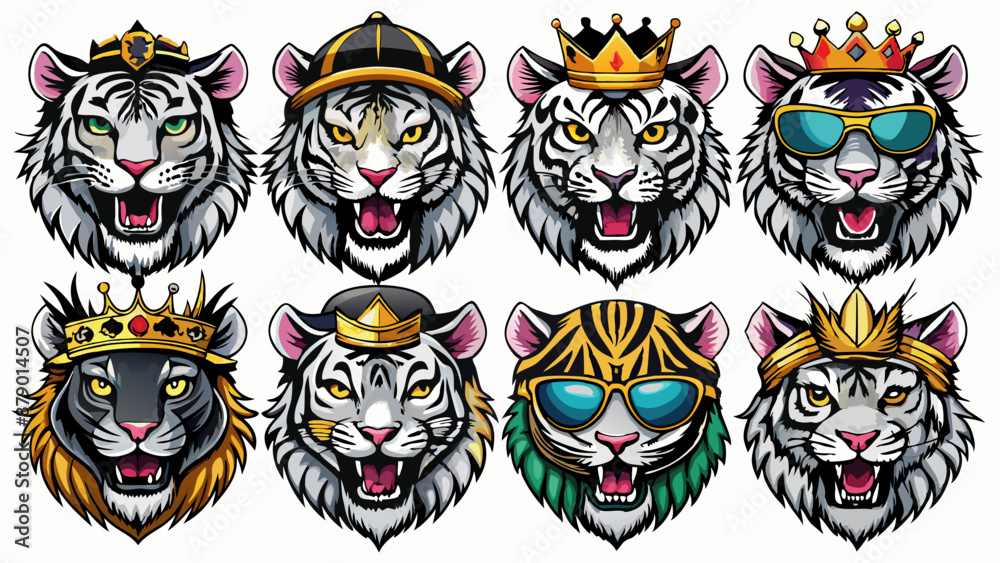 Vetor de tiger head mascot design , tiger head crown vector,Fierce ...