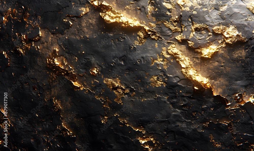 abstract artwork featuring a fusion of gold and black rock textures ...