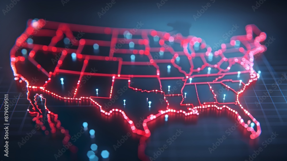 Rendering of United States Map with Highlighted Swing State Regions ...