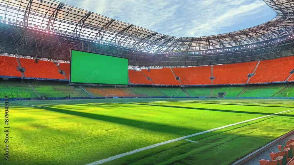 Modern Soccer (football) Stadium with Green Screen Scoreboard animation ...