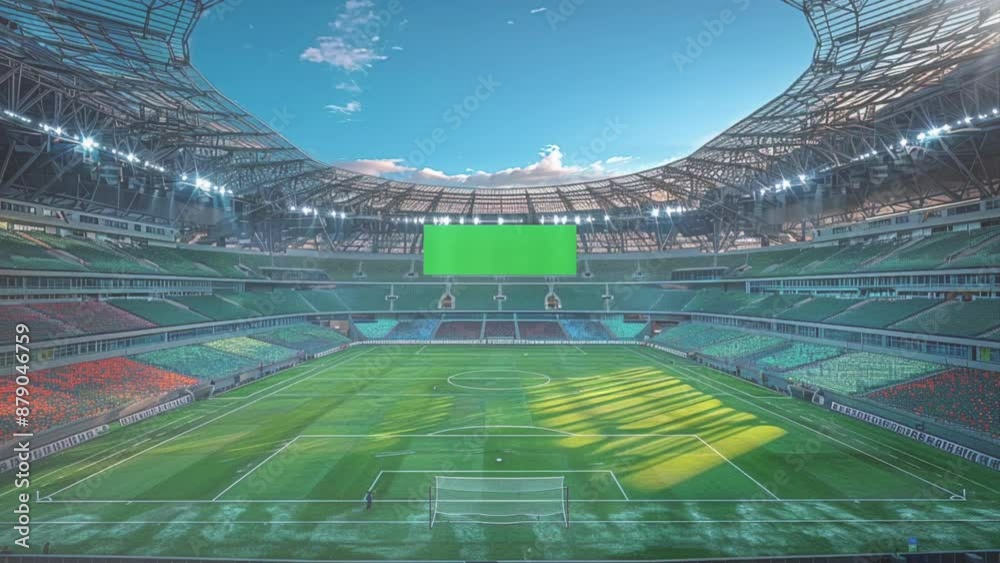 Modern Soccer (football) Stadium with Green Screen Scoreboard animation ...
