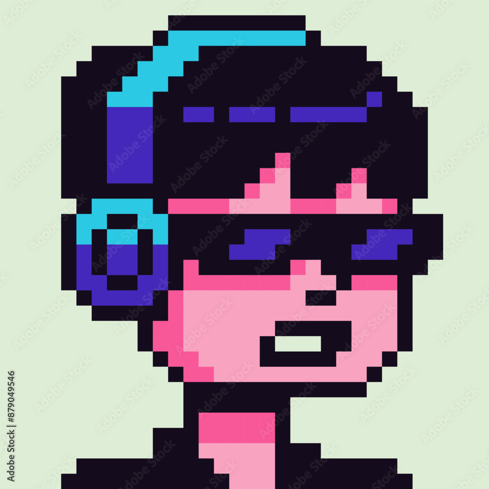 Pixel art woman, female character 8-bit, 80-s, avatar, girl face ...
