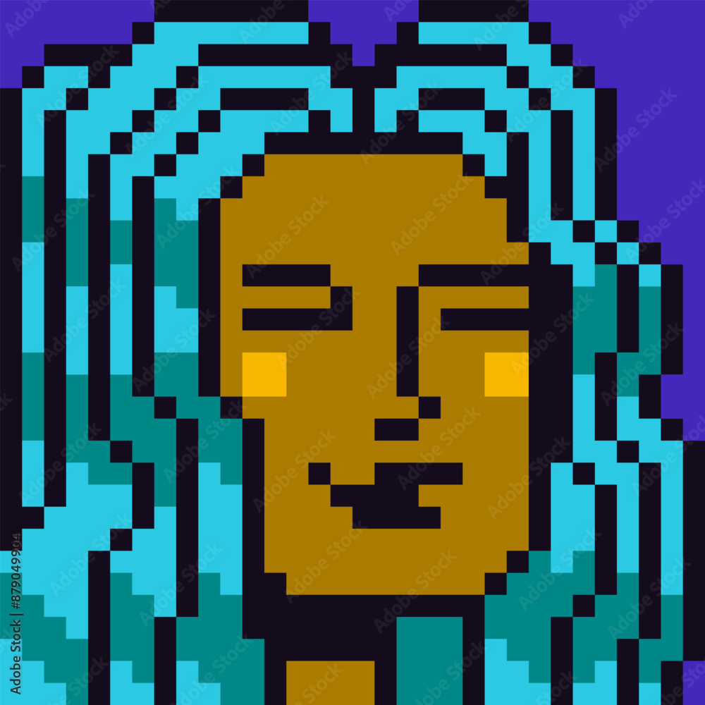 Pixel art woman, female character 8-bit, 80-s, avatar, girl face ...