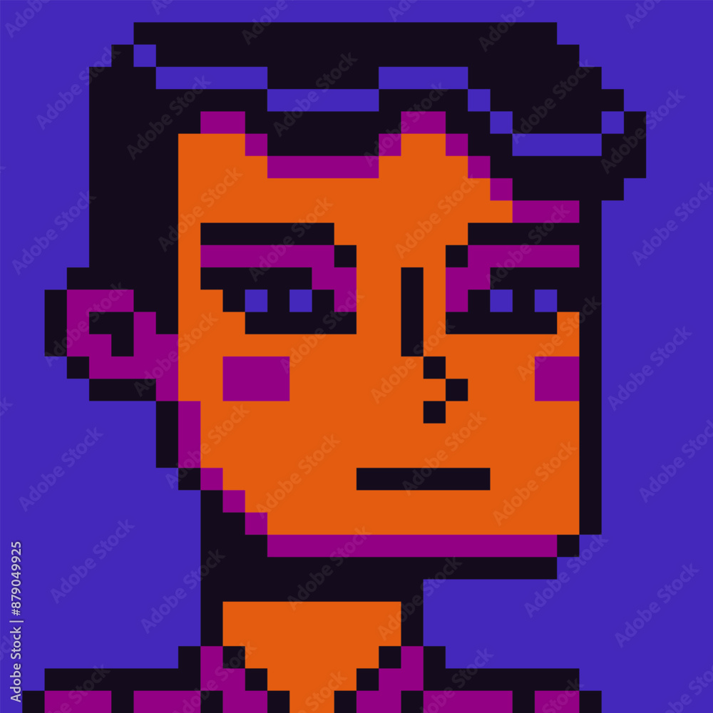 Pixel art human character 8-bit, 80-s, avatar, guy face, cartoon vector ...