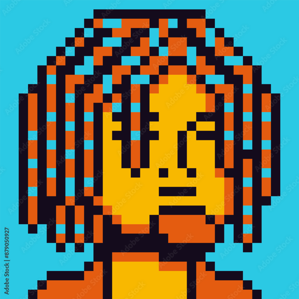 Pixel art man with dreadlocks, male character 8-bit, 80-s, avatar, guy ...