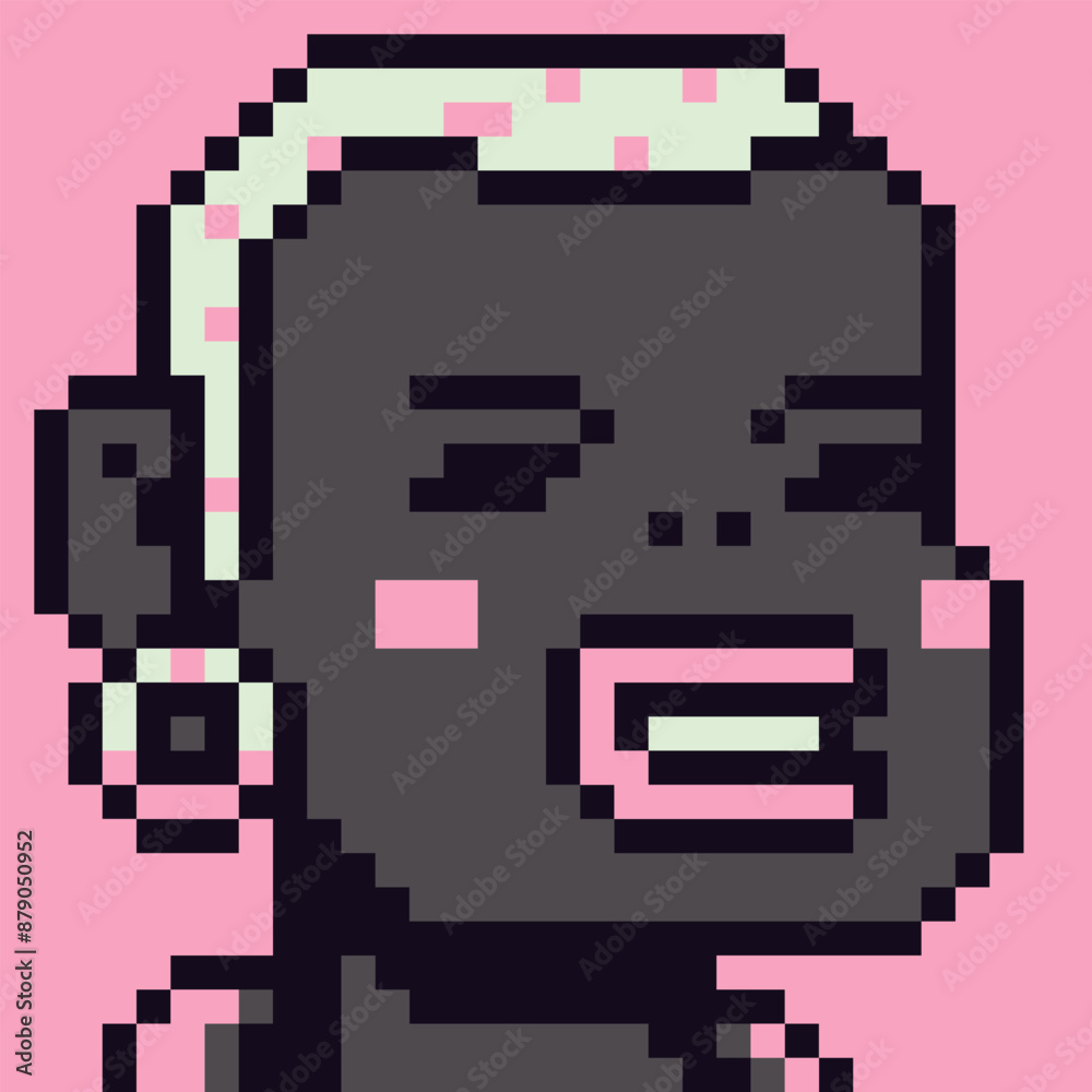 Pixel art woman, female character 8-bit, 80-s, avatar, African American ...