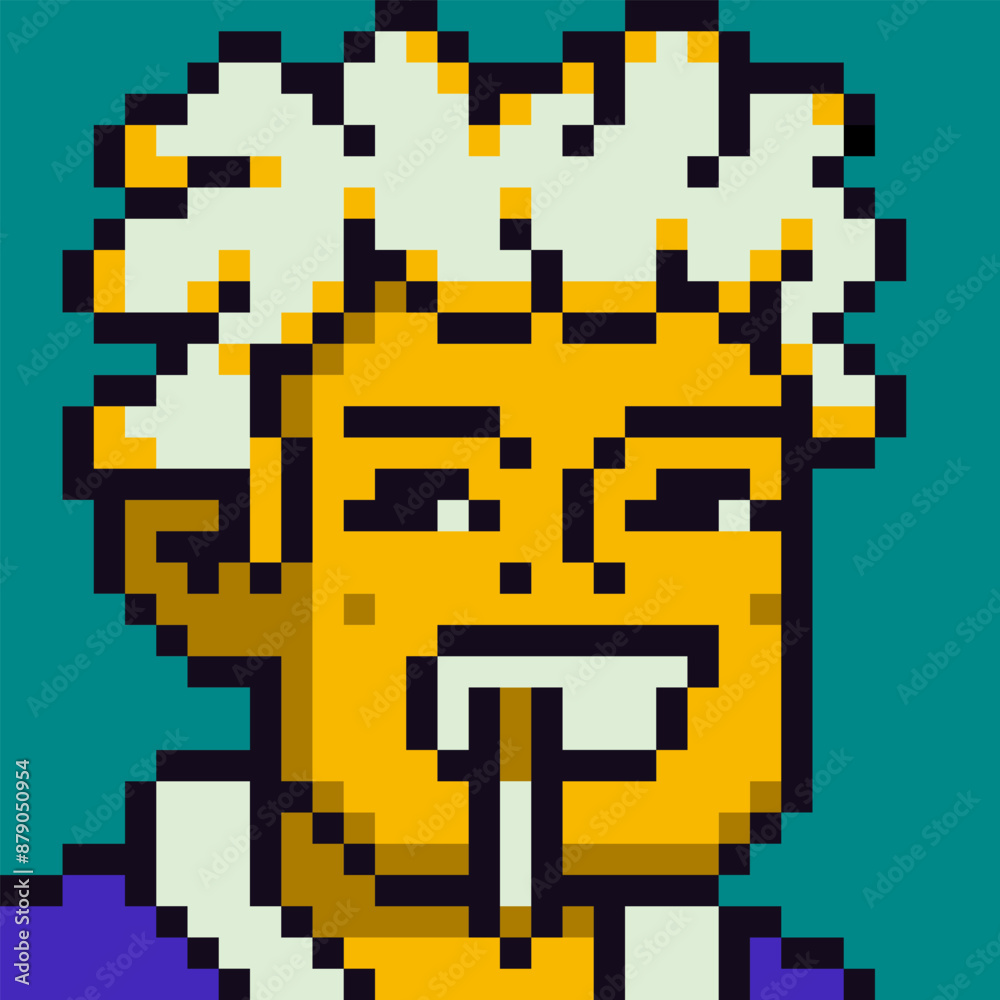 Pixel art man with cigarette, smoking male character 8-bit, 80-s ...