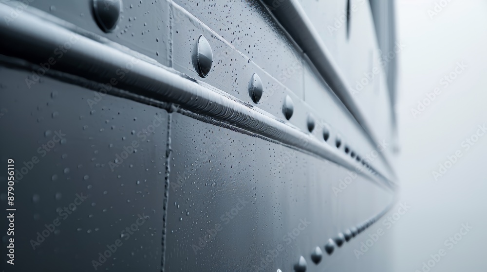 Close-up of titanium plates on a vessel's hull, intricate design and ...