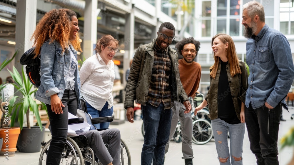 Friends and coworkers laughing together create a positive workplace ...