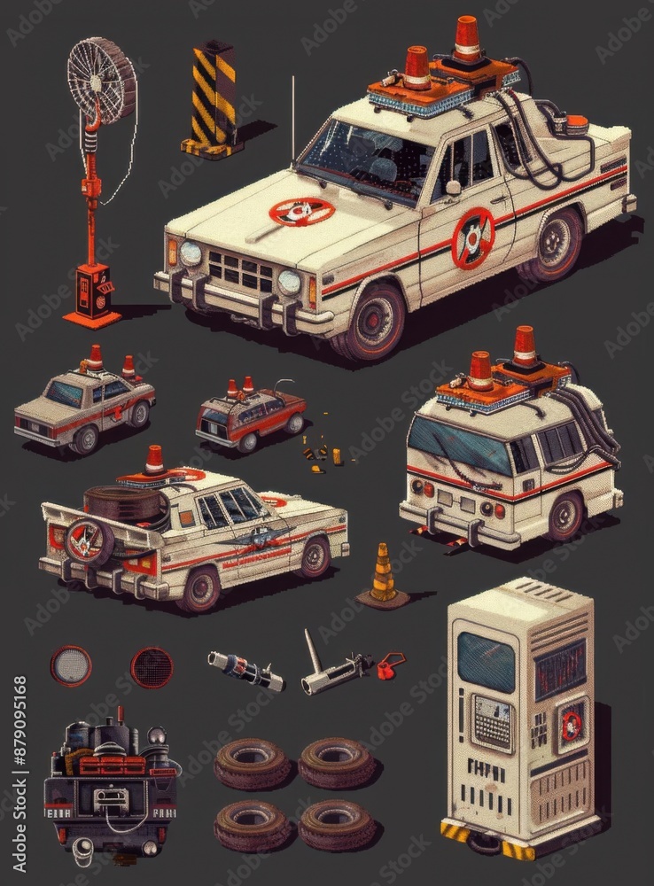 3d BLENDER a 12 tile sprite sheet for a ghostbusters game , pixel art ...