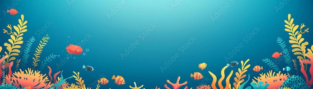 Deep sea exploration flat design top view theme marine science ...