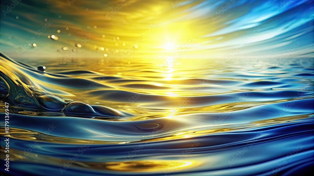 Abstract water background in shades of blue and yellow , water ...