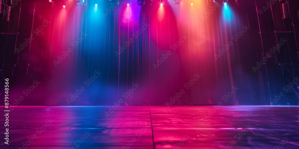 Abstract Theater Stage Background with Spotlights Illuminating the ...
