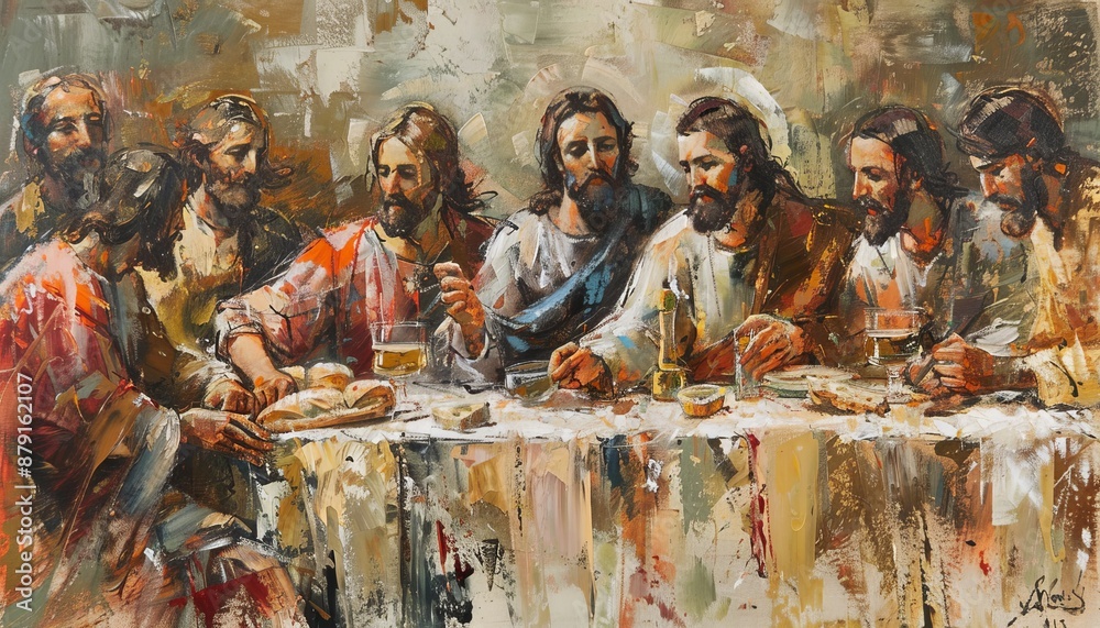 The Last Supper: Jesus and His Disciples Sharing the Final Meal Stock ...