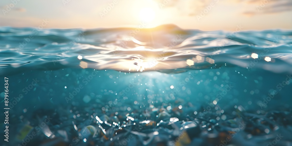 Shining a Light on Ocean Pollution Trash-Contaminated Water. Concept ...
