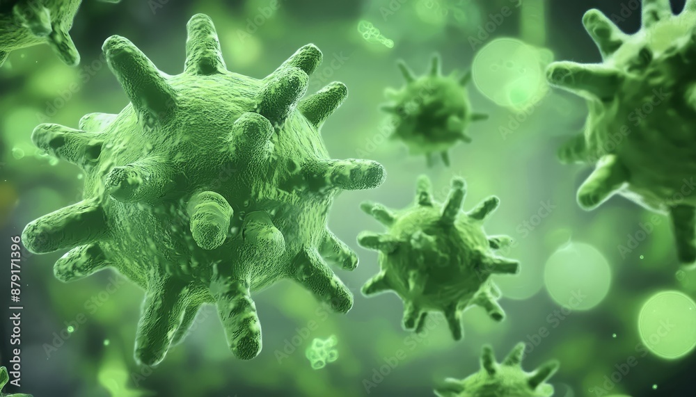 Green Bacteria - Microscopic Enlargement of Green Cells and Colony of ...